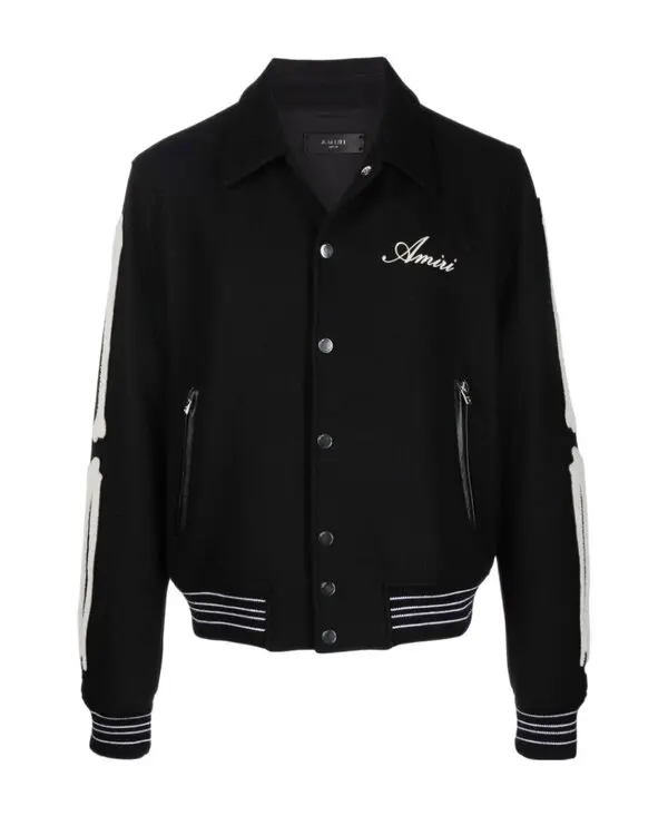 Amiri Bones Appliqué Wool-blend Bomber Jacket