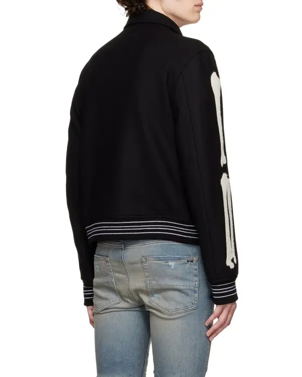 Amiri Bones Appliqué Wool-blend Bomber Jacket