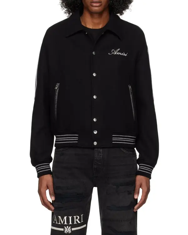 Amiri Bones Appliqué Wool-blend Bomber Jacket