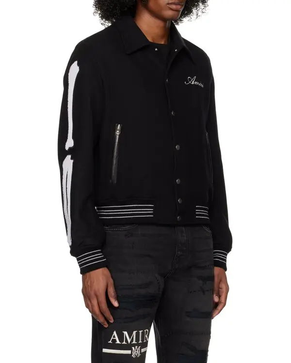 Amiri Bones Appliqué Wool-blend Bomber Jacket