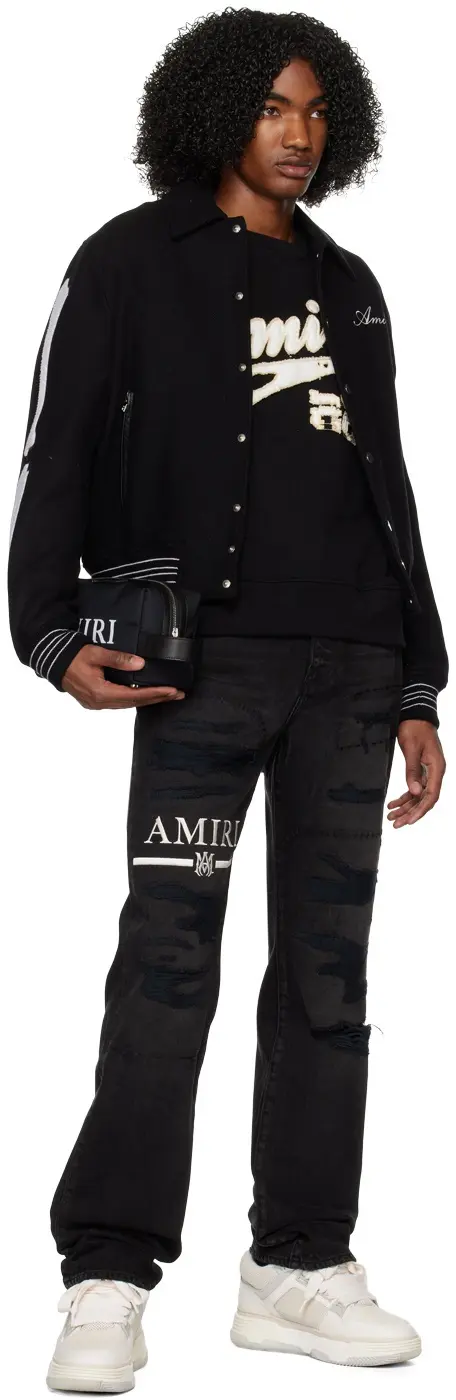 Amiri Bones Appliqué Wool-blend Bomber Jacket