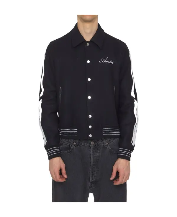 Amiri Bones Appliqué Wool-blend Bomber Jacket