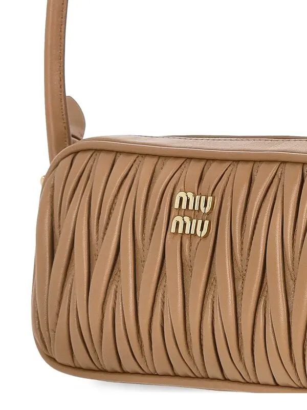 Miu Miu Quilted Leather Zipper Handbag - Brown