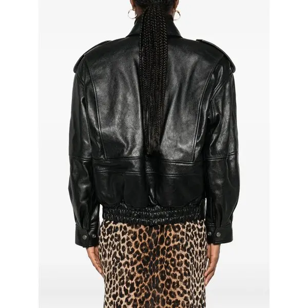 Saint Laurent Oversized Button Detailed Leather Jacket