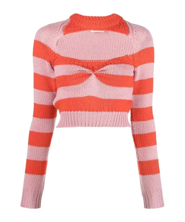 Marni Striped Cut-out Knitted Jumper - Pink