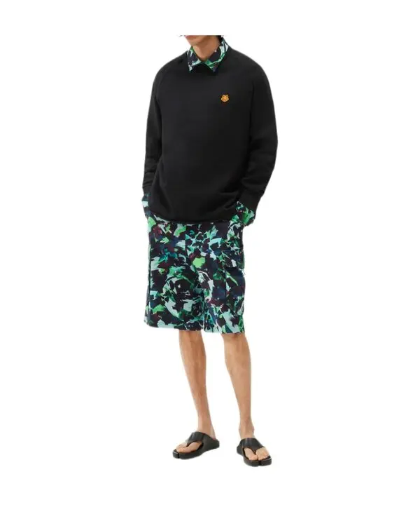 Kenzo Logo Patch Ribbed Hem Sweatshirt - Black