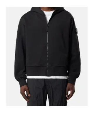 Stone Island Oversized Fit Zip-up Hooded Sweatshirt
