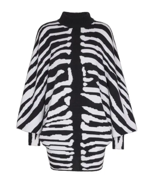 Balmain Zebra Intarsia Knit Dress