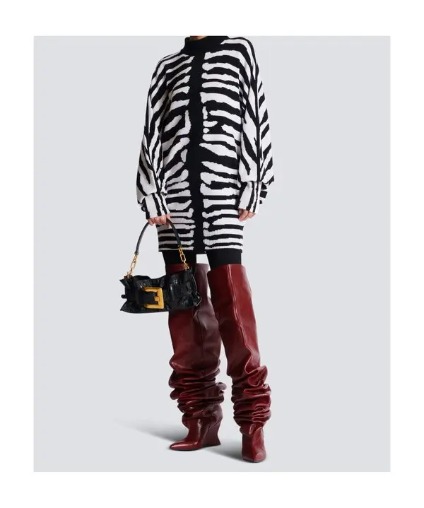 Balmain Zebra Intarsia Knit Dress