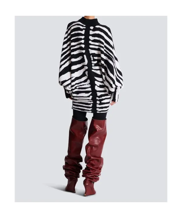 Balmain Zebra Intarsia Knit Dress