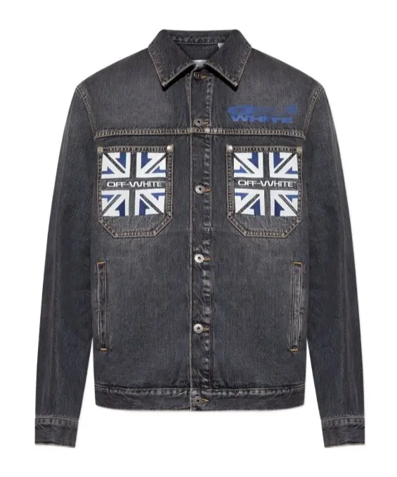 Off-White Logo Printed Button-up Denim Jacket - Black