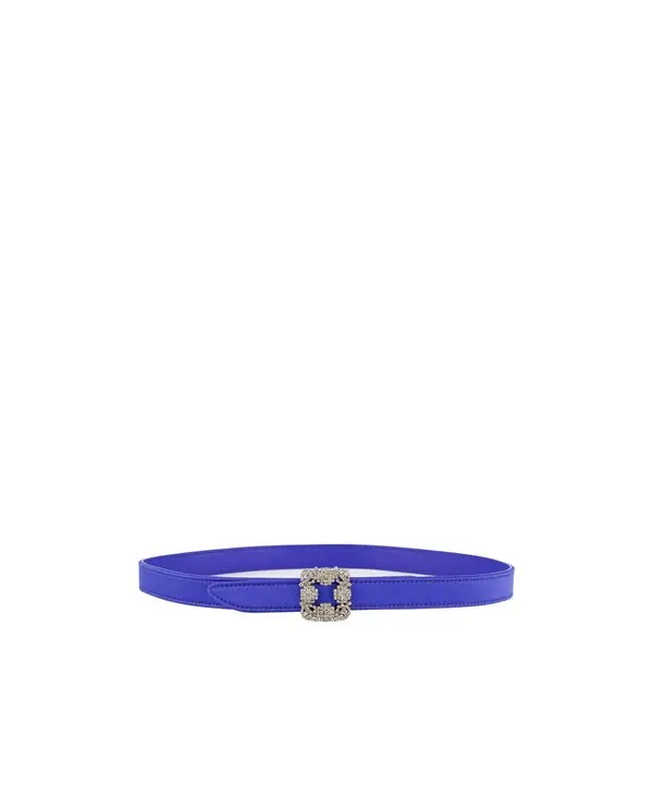 Manolo Blahnik Crystal Buckle Belt - Blue