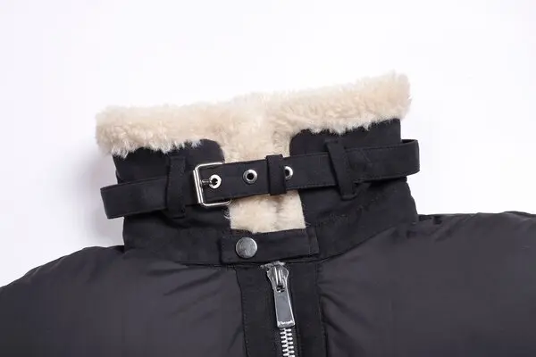 LIUREGALI Long Sleeve Puffer Jacket With Shearling Trim