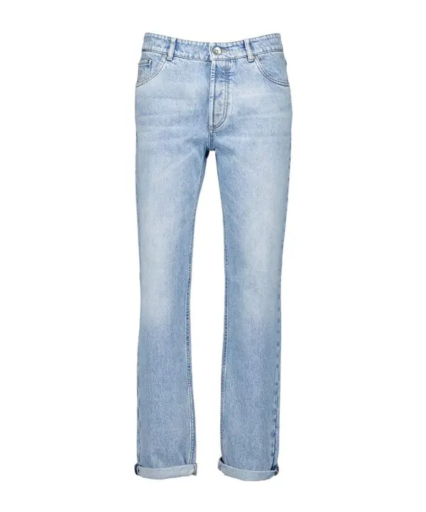 Brunello Cucinelli Logo-stitched Tapered Jeans - Blue