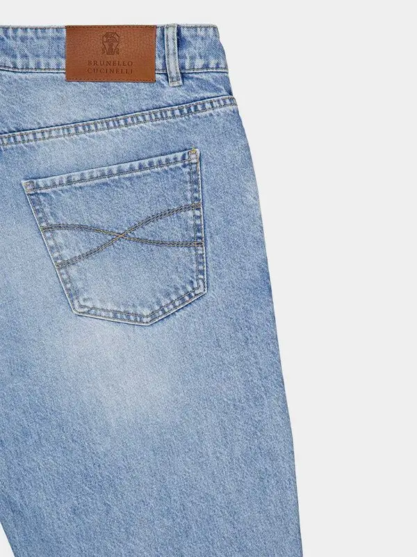 Brunello Cucinelli Logo-stitched Tapered Jeans - Blue