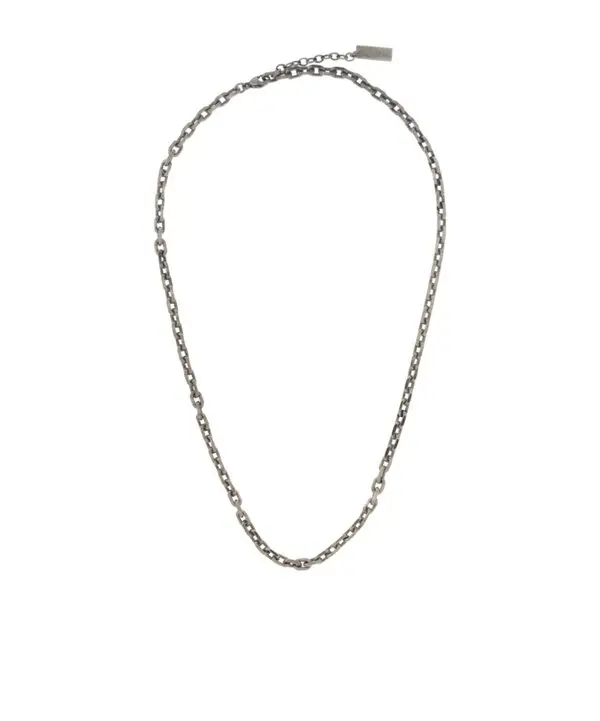 Saint Laurent Logo Plaque Chain Necklace - Gray