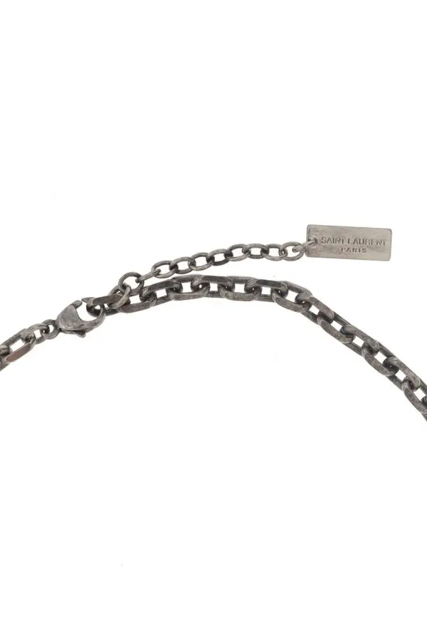 Saint Laurent Logo Plaque Chain Necklace
