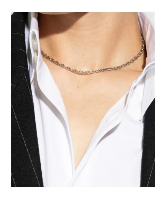 Saint Laurent Logo Plaque Chain Necklace
