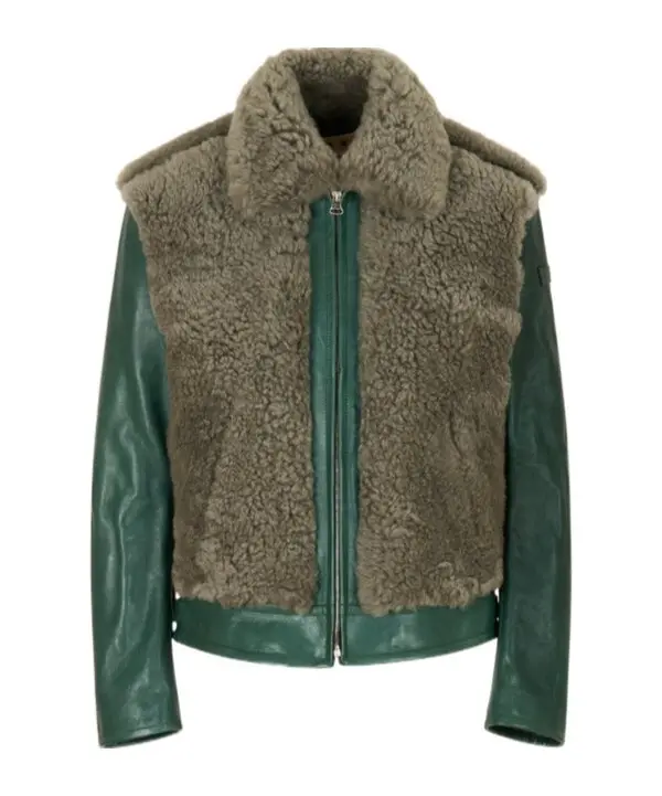 Marni Leather Jacket With Shearling Panels - Green