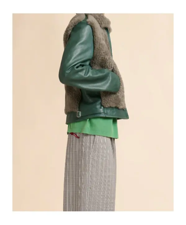 Marni Leather Jacket With Shearling Panels