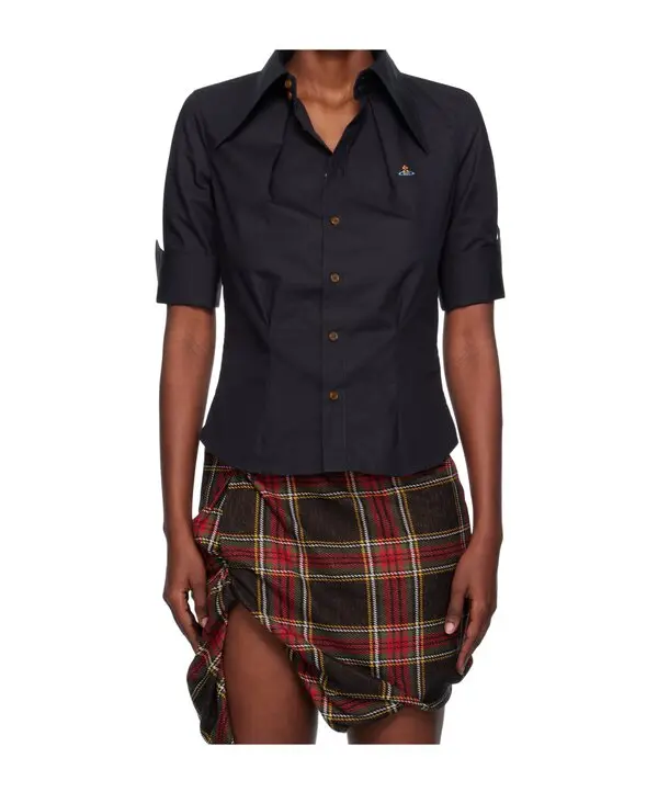 VIVIENNE WESTWOOD Short Sleeve Pleated Shirt - Black