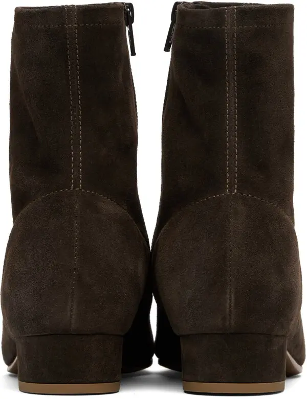 By Far Suede Ankle Boots With Square Toe And Zip Fastening
