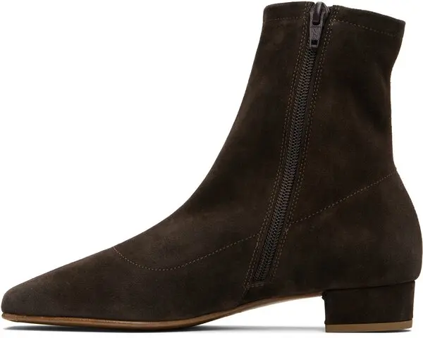 By Far Suede Ankle Boots With Square Toe And Zip Fastening