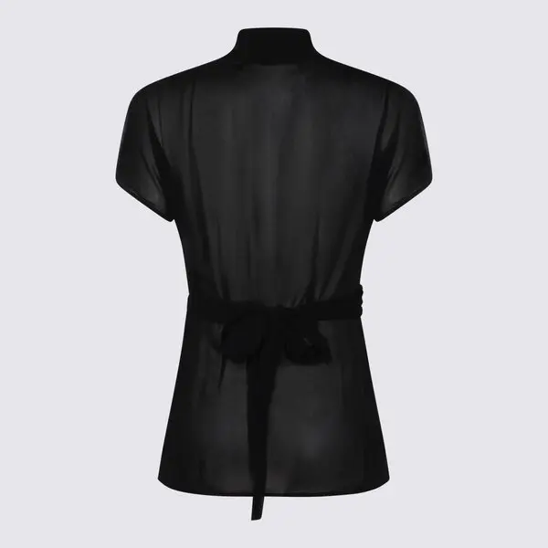 Rick Owens Short Sleeve Wrap Blouse - Black