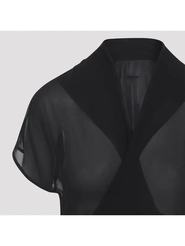Rick Owens Short Sleeve Wrap Blouse - Black