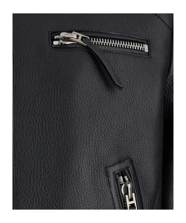 TOM FORD High Collar Leather Jacket