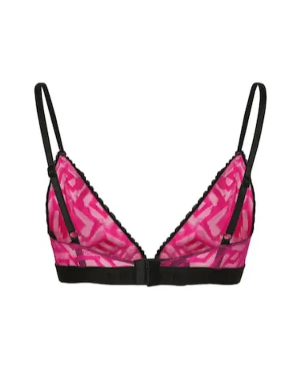 Versace Tulle Letter Combination Triangle Bra Underwear - Pink