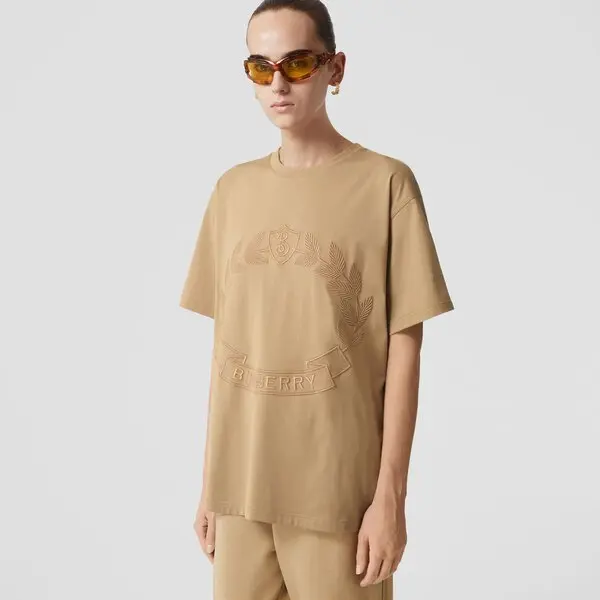Burberry Embroidered Cotton T-shirt