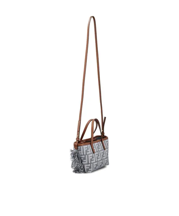 Fendi Ff Jacquard Fringed Tote Bag - Gray