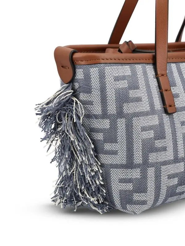 Fendi Ff Jacquard Fringed Tote Bag - Gray