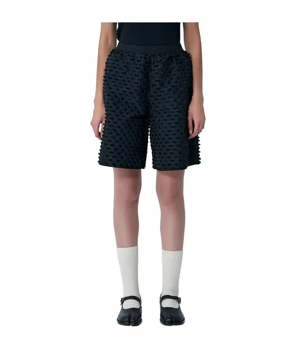 Cecilie Bahnsen Textured Drawstring Wide Leg Shorts