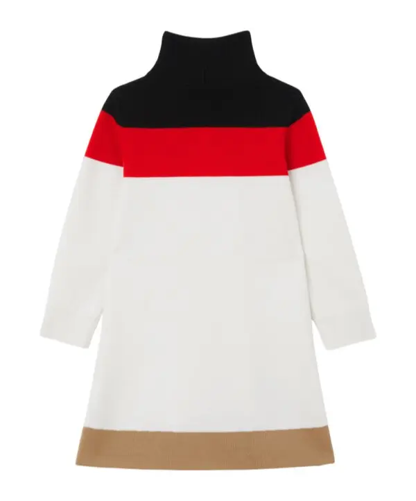 Burberry Color-block Wool Blend Knit Dress With Zip Front