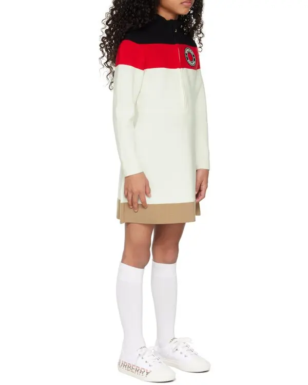 Burberry Color-block Wool Blend Knit Dress With Zip Front