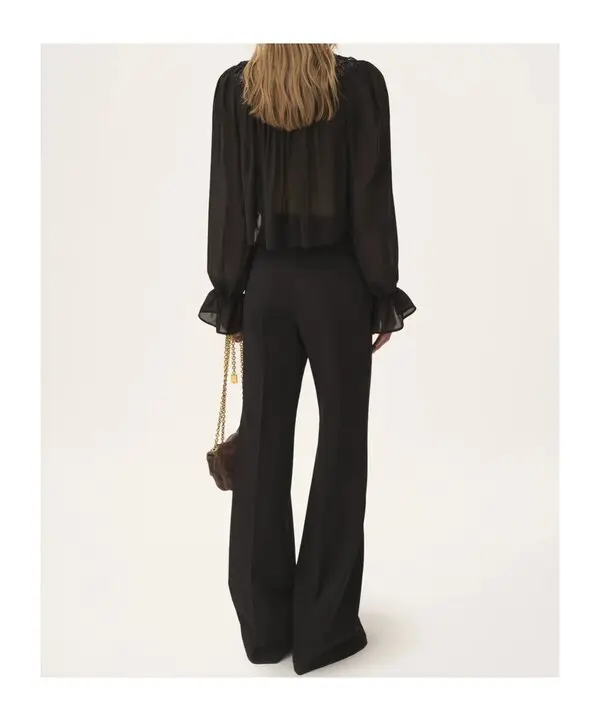 Chloé Cropped Lace-trimmed Top - Black