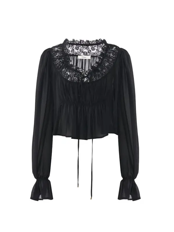 Chloé Cropped Lace-trimmed Top - Black