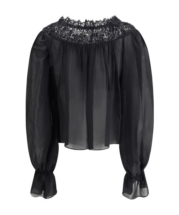 Chloé Cropped Lace-trimmed Top
