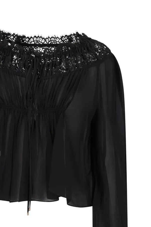 Chloé Cropped Lace-trimmed Top
