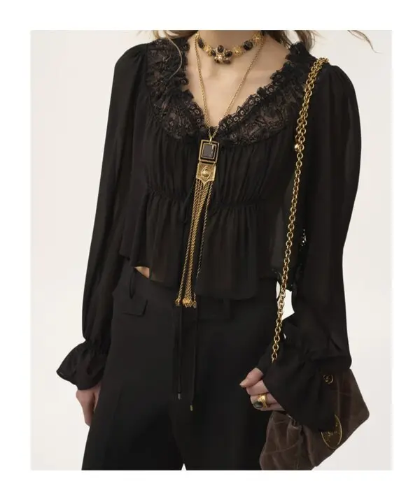 Chloé Cropped Lace-trimmed Top