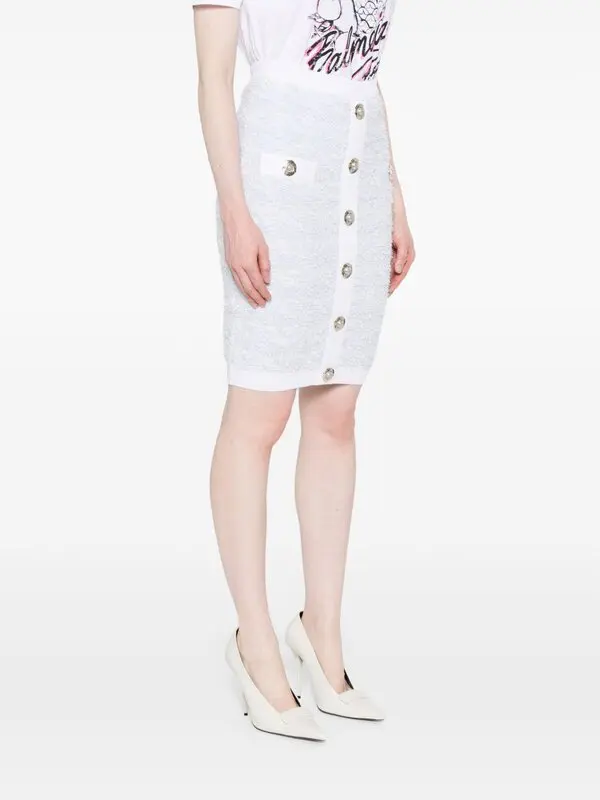 Balmain Button Embellished Tweed Mini Skirt