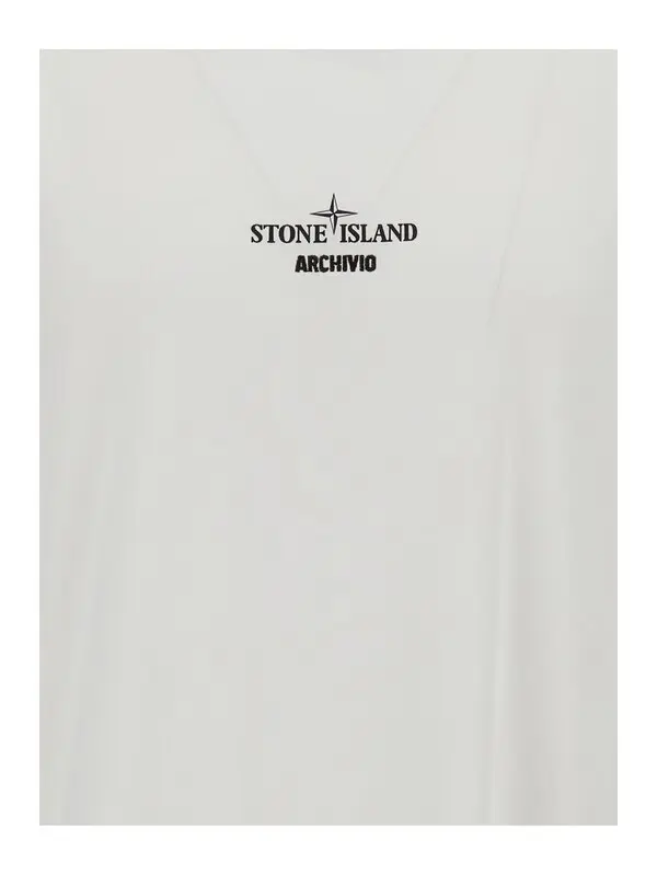 Stone Island Logo Printed Crewneck T-shirt - White