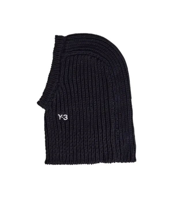 Y3 Ribbed Knit Balaclava With Embroidered Logo