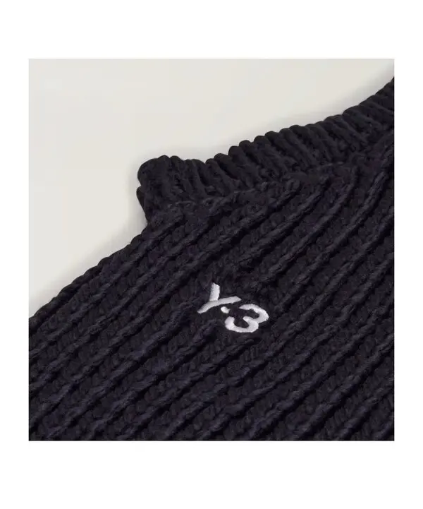 Y3 Ribbed Knit Balaclava With Embroidered Logo