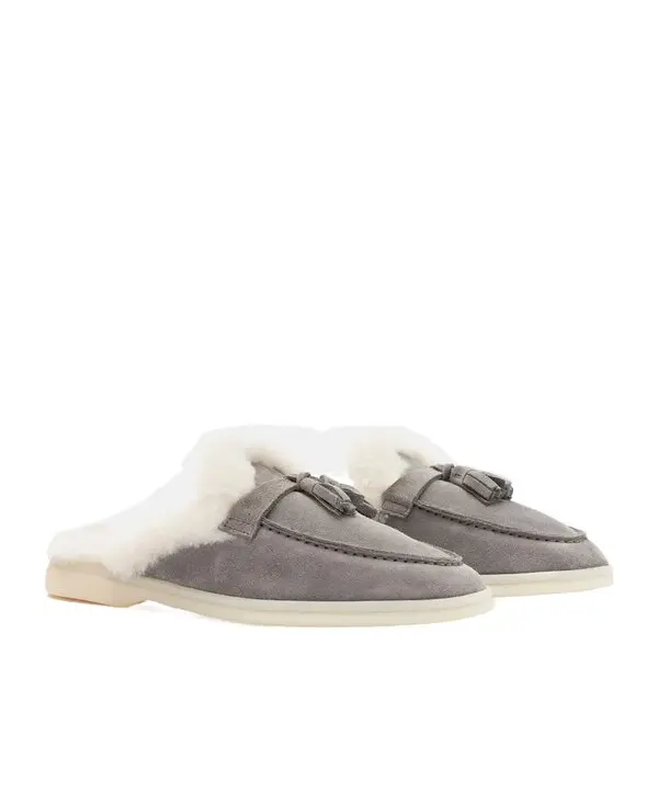 SCAROSSO Lucrezia Shearling Slip-on Mules