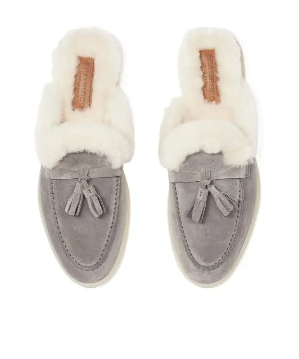 SCAROSSO Lucrezia Shearling Slip-on Mules