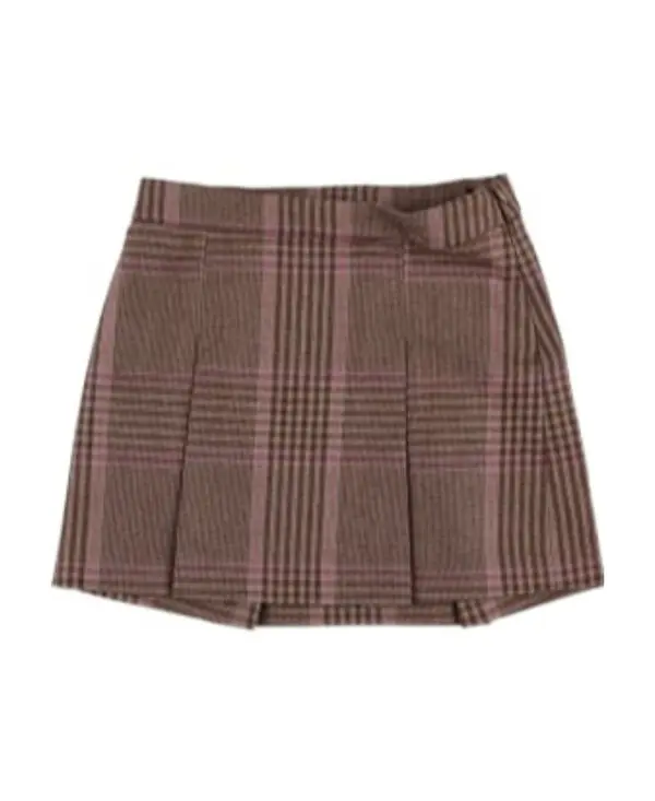 Bonpoint Logo Wool Skirt With Checked Print