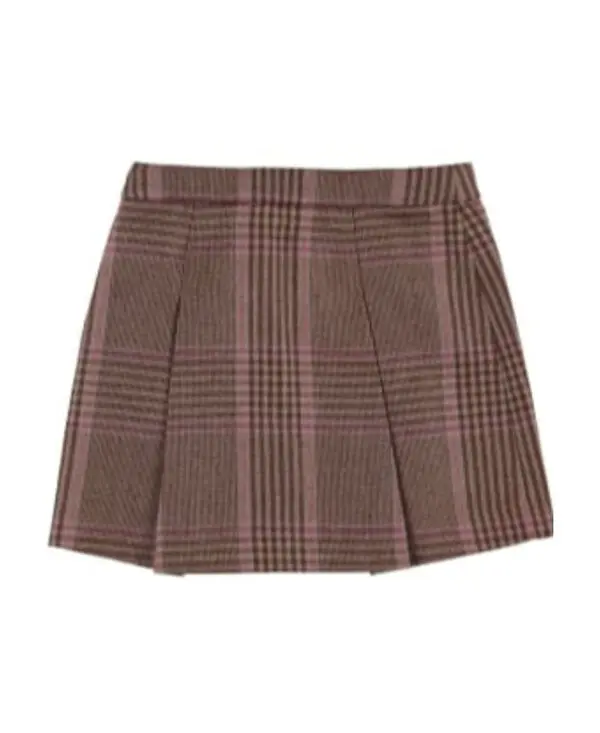 Bonpoint Logo Wool Skirt With Checked Print